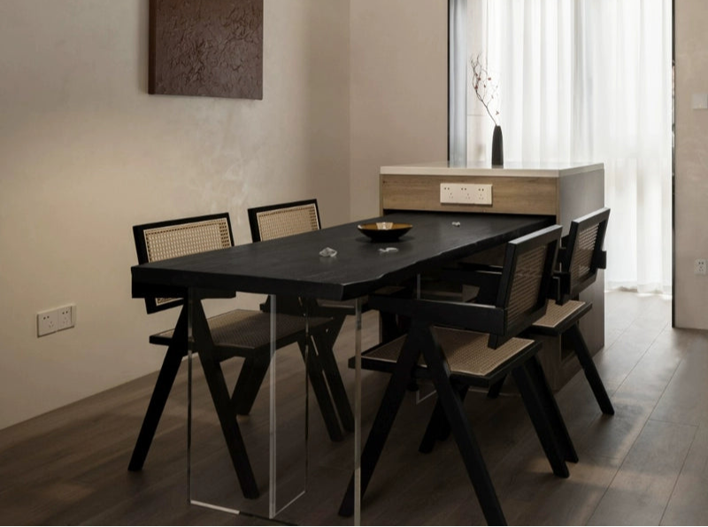 HANSEL REGENCY Japandi Style American Solid Wood Floating Dining Table ...