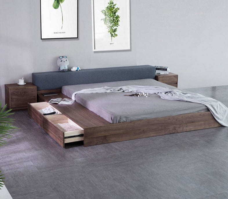 ANNEKA SHERATON Scandinavian Japanese Solid Wood Tatami Bed ...