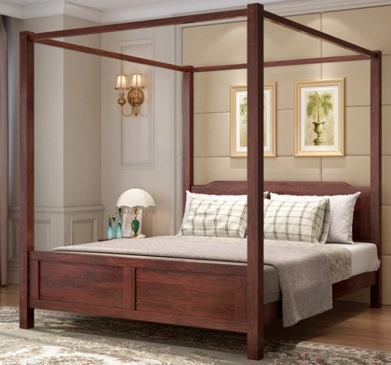 KRISTOFER COURTYARD Scandinavian Chinese Solid Wood Canopy Bed Frame P ...